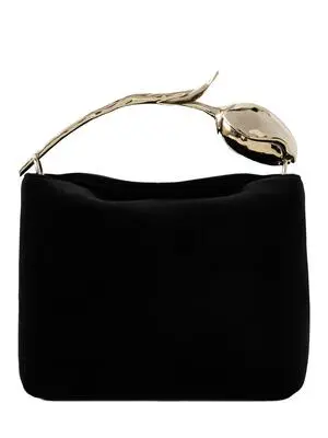 Erdem Bloom Mini Velvet Clutch - Black