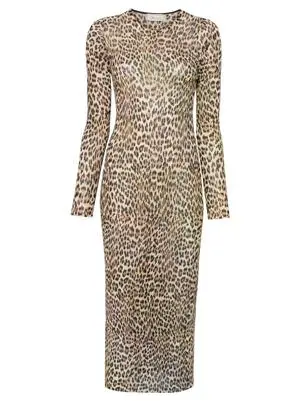 Blumarine Leopard-print Knit Midi Dress - Brown
