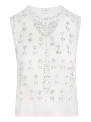Giambattista Valli Floral-embroidered Tank Top - White