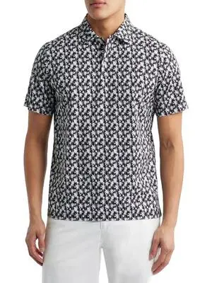 Bugatchi Victor Ooohcotton® Palm Tree Print Polo - Black