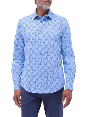 BUGATCHI Jimmy Ooohcotton® Leaf & Diamond Print Button-up Shirt