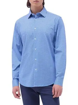 Bugatchi James Ooohcotton® Check Print Button-up Shirt - Classic Blue