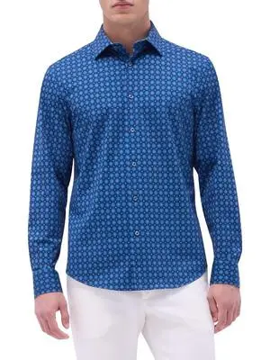 Bugatchi Jimmy Ooohcotton® Medallion Print Button-up Shirt - Indigo