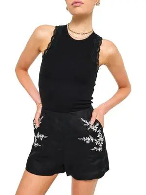 Cami Nyc Rian Lace Rib Tank - Black