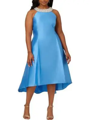 Adrianna Papell Halter Neck High-low Dress - Cool Cloud