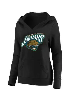 Mitchell & Ness Jacksonville Jaguars Classic Logo V-neck Pullover Hoodie - Black