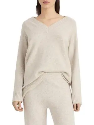 Mango Oversize V-neck Sweater - Beige