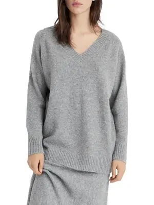 Mango Oversize V-neck Sweater - Grey