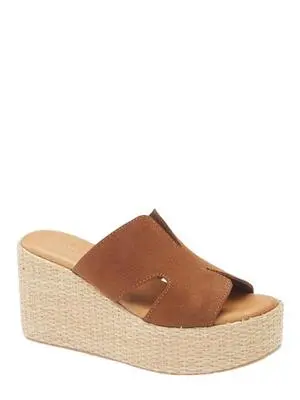 CHOCOLAT BLU Jamie Platform Wedge Sandals - Cinnamon Suede