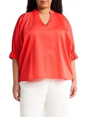 HARSHMAN Medina Elbow Sleeve Top - Poppy Red