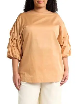 HARSHMAN Balia Cotton Popover Top - Sand
