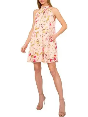 CECE DUPRAZ Floral Bow Back Sleeveless Mini Dress - Sugar Peach
