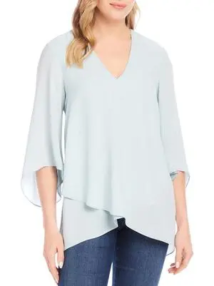 Karen Kane Asymmetric Hem Crepe Top - Fiji