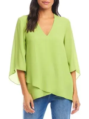 Karen Kane Asymmetric Hem Crepe Top - Kiwi