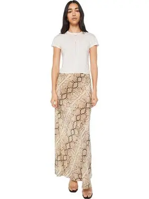 Sprwmn Snakeskin Print Maxi Skirt - Beige