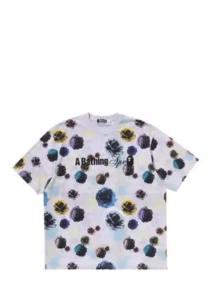 A BATHING APE Floral Camo Logo Relaxed Fit Tee - Cream