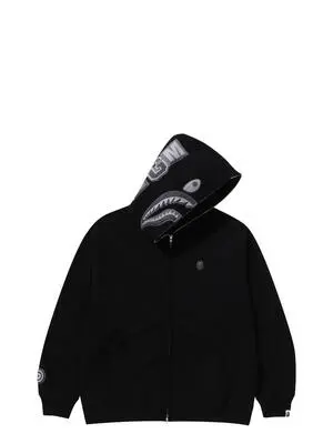 A BATHING APE Ape Head One Point Shark Zip Hoodie - Black