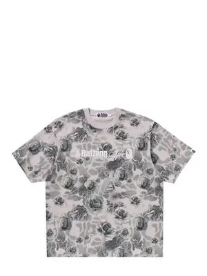 A BATHING APE Floral Solid Camo Logo Relaxed Fit Tee 'grey' Grey