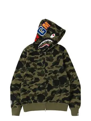 A BATHING APE 1st Camo Shark Full Zip Hoodie - Green
