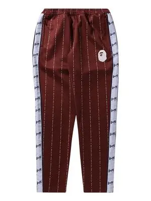 A BATHING APE Text Stripe Jersey Pants - Brown