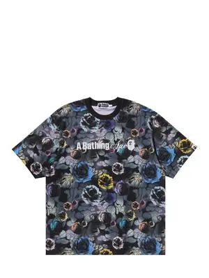 A BATHING APE Floral Camo Logo Relaxed Fit Tee - Black
