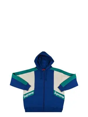 Supreme Color Blocked Zip Up Hooded Sweatshirt 'royal - Blue