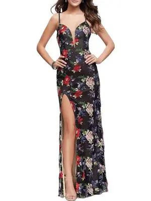 LABOMME Floral Print Gown With Open Back - Multi