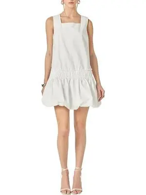 English Factory Bubble Skirt Sleeveless Mini Dress - White