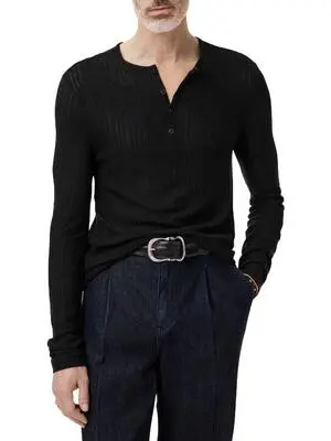 John Varvatos John Varvatos Araujo Regular Fit Rib Henley Black