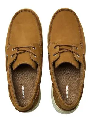 LANDS' END Comfort Leather Slip-on Boat Shoes - Toasted Rye