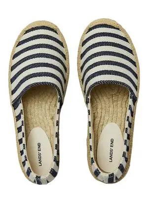 LANDS' END Classic Espadrille Flats - Deep Sea Navy Stripe