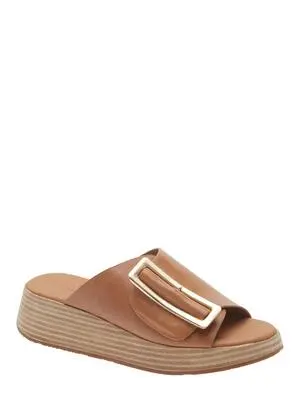 CHOCOLAT BLU Ela Platform Wedge Slide Sandal - Saddle Leather