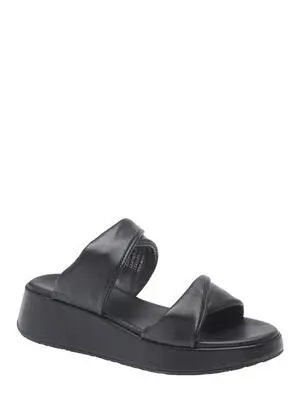 CHOCOLAT BLU Essa Platform Wedge Slide Sandal - Black Leather