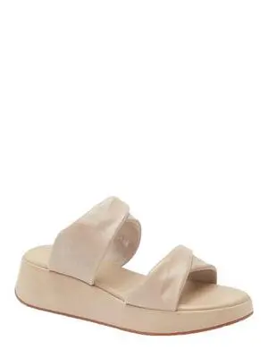 CHOCOLAT BLU Essa Platform Wedge Slide Sandal - White Sand Leather
