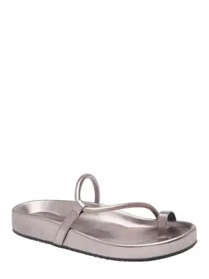 CHOCOLAT BLU Zina Leather Slide Sandal - Gunmetal Leather