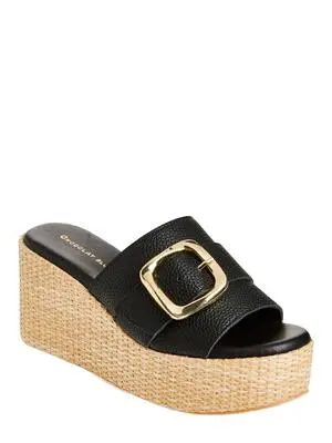 CHOCOLAT BLU Jana Platform Wedge Slide Sandal - Black Leather