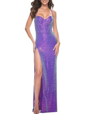LABOMME Sequin Bustier Prom Dress - Purple