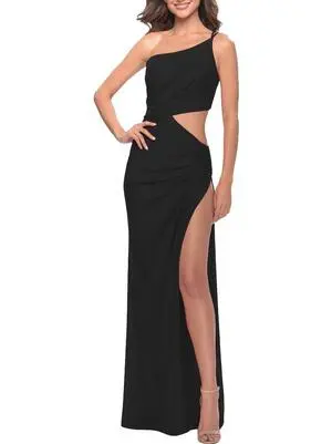 LABOMME One-shoulder Gown With Cut Out - Black