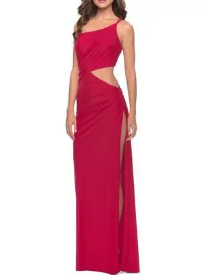 LABOMME One-shoulder Gown With Cut Out - Red
