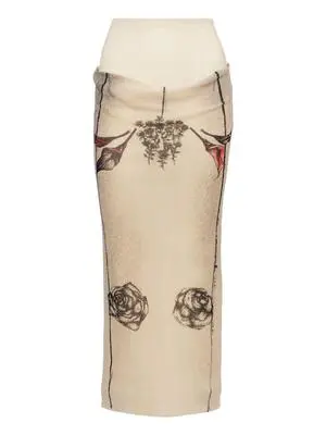 Jean Paul Gaultier Printed Jersey Midi Skirt - Multicoloured