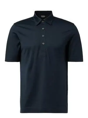 Zegna Silk And Cotton Polo Shirt - Blue