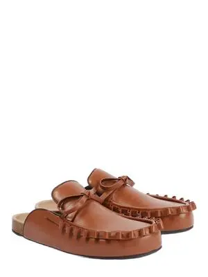 JW Anderson Ruffled Leather Mules - Brown