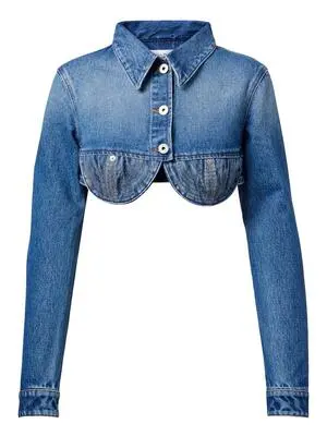 Jean Paul Gaultier Cropped Denim Jacket - Blue