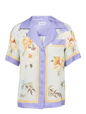 SELF-PORTRAIT Floral Twill Shirt - Blue