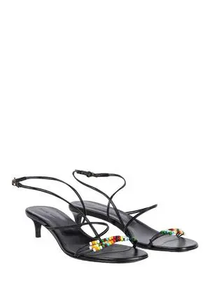 Khaite Loop 35 Beaded Leather Sandals - Black
