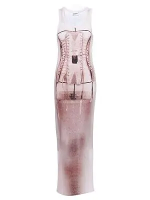 JEAN PAUL GAULTIER Trompe L'oeil Maxi Dress - Pink