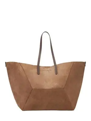 Brunello Cucinelli Large Suede Tote Bag - Brown