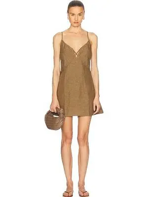 DEIJI STUDIOS Tie Front Linen Dress - Pine Check