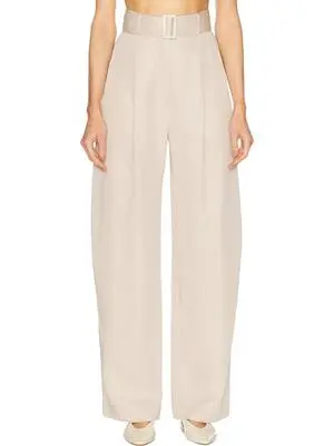 Matthew Bruch Pleated Barrel Trouser - Bone Tencel
