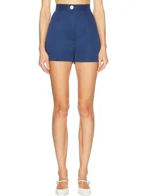 Matthew Bruch High Waist Hot Short - Cadet Blue Tencel